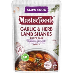 Slow cooked garlic & herb lamb shanks