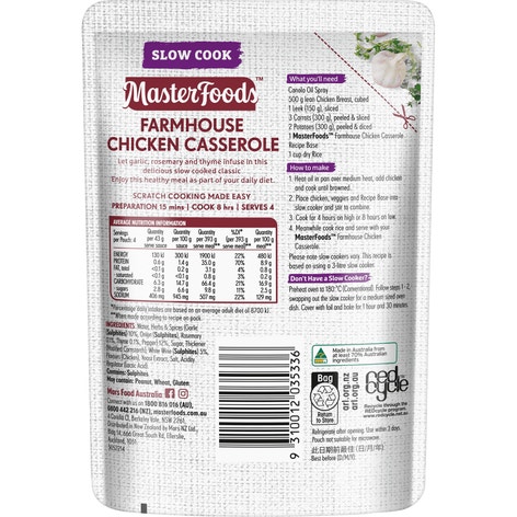 Try our slow cooked Farmhouse Chicken Casserole Recipe Base|MasterFoods