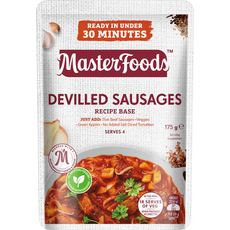 Try our easy Devilled Sausages Recipe Base | MasterFoods