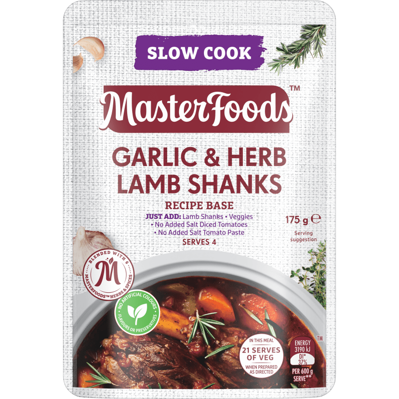Try our slow cooked Garlic & Herb Lamb Shanks Recipe Base|MasterFoods